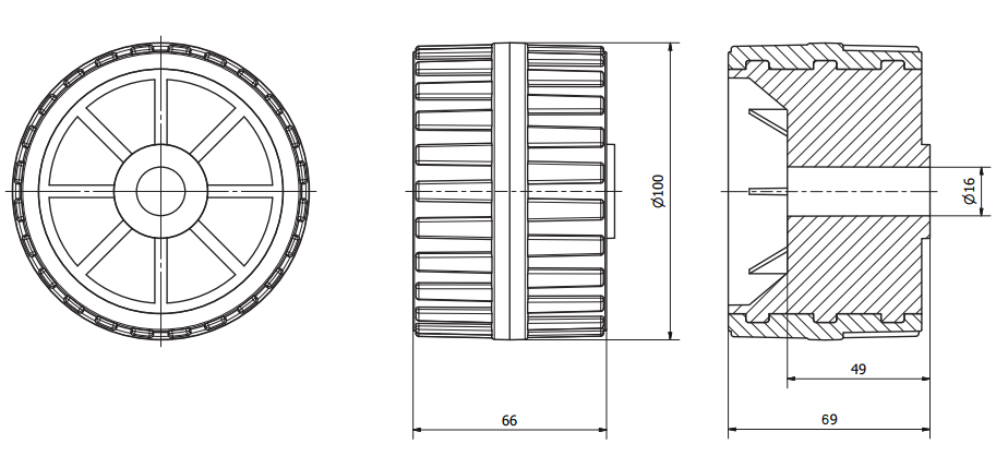 Non-marking graphite roller for the boat trailer - UNITRAILER