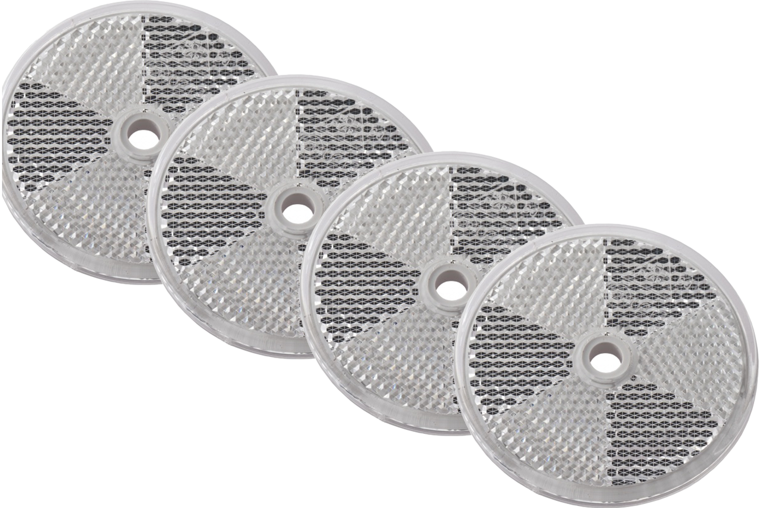 Set: four white reflectors fi 60 mm with holes - UNITRAILER