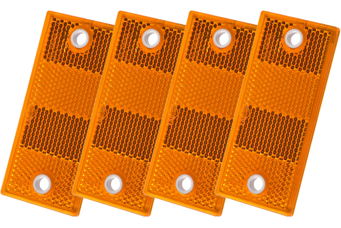 Set: four yellow rectangular reflectors 90x40 mm with holes - UNITRAILER