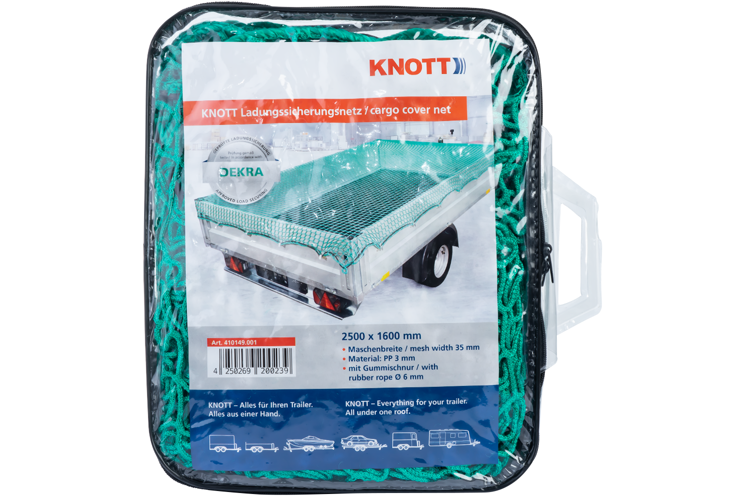 Trailer cargo net with elastic cord by KNOTT 1600x2500