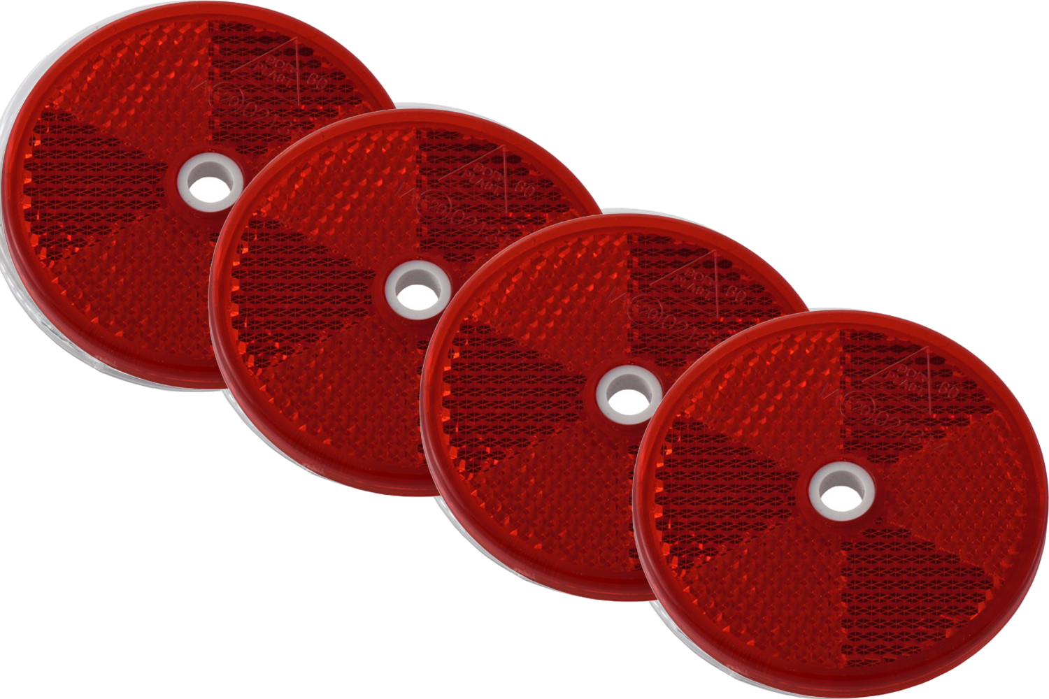 Round reflectors with holes, red DOBPLAST 60 mm, set of 4 reflectors ...