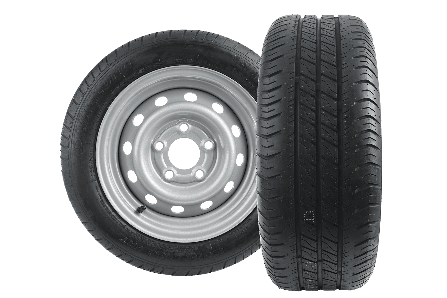 Set of two reinforced wheels for trailer TIRE LINGLONG 195/50 R13C 104/101N RIM UNITRAILER 5 ...